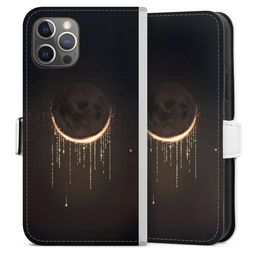 DeinDesign iPhone 12 Pro Handy Klapph&uuml;lle Handyh&uuml;lle aus Kunst Leder wei&szlig; Flip Case Full Moon Moon Light Sideflip mit Lasche