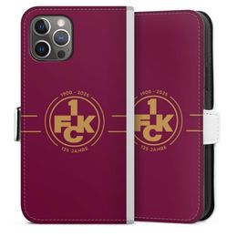 DeinDesign iPhone 12 Pro Handy Klapph&uuml;lle Handyh&uuml;lle aus Kunst Leder wei&szlig; Flip Case 1. Fc Kaiserslautern 125 Jahre Official Licensed Product Sideflip mit Lasche