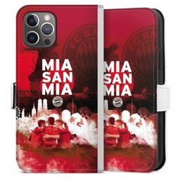 DeinDesign iPhone 12 Pro Handy Klapph&uuml;lle Handyh&uuml;lle aus Kunst Leder wei&szlig; Flip Case Fc Bayern M&uuml;nchen Fcb Mia San Mia Sideflip mit Lasche