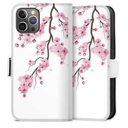 DeinDesign iPhone 12 Pro Handy Klapph&uuml;lle Handyh&uuml;lle aus Kunst Leder wei&szlig; Flip Case Aisa Japan Cherry Blossom Sideflip mit Lasche