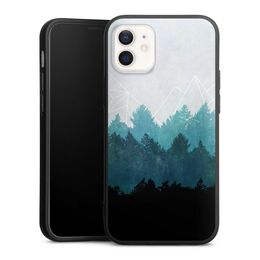 DeinDesign iPhone 12 mini Handy Premium Silikon H&uuml;lle Handyh&uuml;lle schwarz Case Forrest Abstract Tree Silikon Premium Case