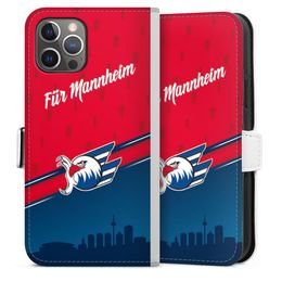 DeinDesign iPhone 12 Pro Handy Klapph&uuml;lle Handyh&uuml;lle aus Kunst Leder wei&szlig; Flip Case Adler Mannheim Sports Logo Sideflip mit Lasche
