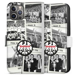 DeinDesign iPhone 12 Pro Handy Klapph&uuml;lle Handyh&uuml;lle aus Kunst Leder wei&szlig; Flip Case Retro Official Licensed Product Eintracht Frankfurt Sideflip mit Lasche