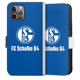 DeinDesign iPhone 12 Pro Handy Klapph&uuml;lle Handyh&uuml;lle aus Kunst Leder wei&szlig; Flip Case Fc Schalke 04 Official Licensed Product Logo Sideflip mit Lasche