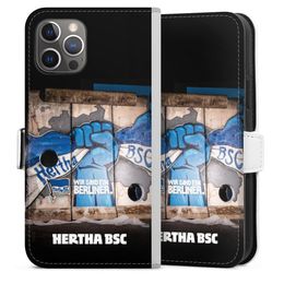 DeinDesign iPhone 12 Pro Handy Klapph&uuml;lle Handyh&uuml;lle aus Kunst Leder wei&szlig; Flip Case Hertha Bsc Wall Official Licensed Product Sideflip mit Lasche
