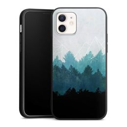 DeinDesign iPhone 12 Handy Premium Silikon H&uuml;lle Handyh&uuml;lle schwarz Case Forrest Abstract Tree Silikon Premium Case