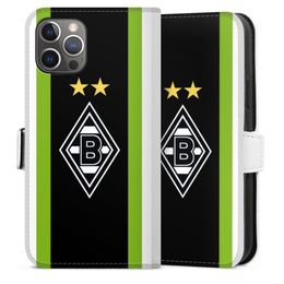 DeinDesign iPhone 12 Pro Handy Klapph&uuml;lle Handyh&uuml;lle aus Kunst Leder wei&szlig; Flip Case Logo Gladbach Borussia M&ouml;nchengladbach Sideflip mit Lasche