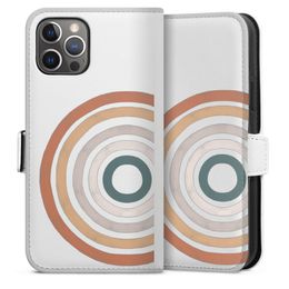 DeinDesign iPhone 12 Pro Handy Klapph&uuml;lle Handyh&uuml;lle aus Kunst Leder wei&szlig; Flip Case Circle Rainbow Water Colour Sideflip mit Lasche