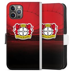 DeinDesign iPhone 12 Pro Handy Klapph&uuml;lle Handyh&uuml;lle aus Kunst Leder wei&szlig; Flip Case Bayer 04 Leverkusen Official Licensed Product Stadium Sideflip mit Lasche