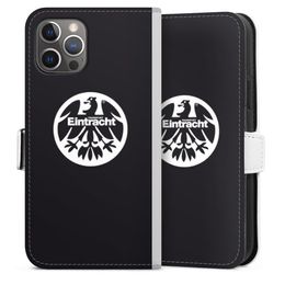 DeinDesign iPhone 12 Pro Handy Klapph&uuml;lle Handyh&uuml;lle aus Kunst Leder wei&szlig; Flip Case Logo Eintracht Frankfurt Eagle Sideflip mit Lasche
