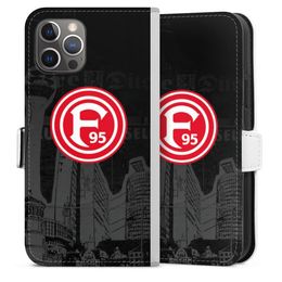 DeinDesign iPhone 12 Pro Handy Klapph&uuml;lle Handyh&uuml;lle aus Kunst Leder wei&szlig; Flip Case Official Licensed Product Logo Fortuna D&uuml;sseldorf Sideflip mit Lasche