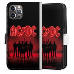 DeinDesign iPhone 12 Pro Handy Klapph&uuml;lle Handyh&uuml;lle aus Kunst Leder wei&szlig; Flip Case Band Acdc Official Licensed Product Sideflip mit Lasche