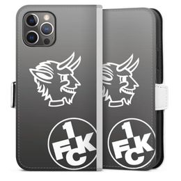 DeinDesign iPhone 12 Pro Handy Klapph&uuml;lle Handyh&uuml;lle aus Kunst Leder wei&szlig; Flip Case Logo 1. Fck 1. Fc Kaiserslautern Sideflip mit Lasche