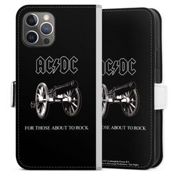 DeinDesign iPhone 12 Pro Handy Klapph&uuml;lle Handyh&uuml;lle aus Kunst Leder wei&szlig; Flip Case Music Acdc Merchandise Sideflip mit Lasche