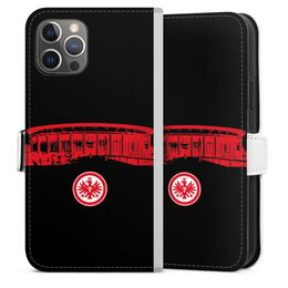 DeinDesign iPhone 12 Pro Handy Klapph&uuml;lle Handyh&uuml;lle aus Kunst Leder wei&szlig; Flip Case Official Licensed Product Eintracht Frankfurt Stadium Sideflip mit Lasche