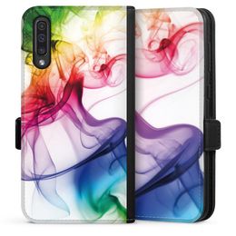 DeinDesign Galaxy A50 Handy Klapph&uuml;lle Handyh&uuml;lle aus Kunst Leder schwarz Flip Case Rainbow Colour Water Sideflip mit Lasche