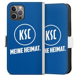 DeinDesign iPhone 12 Pro Handy Klapph&uuml;lle Handyh&uuml;lle aus Kunst Leder wei&szlig; Flip Case Karlsruher Sc Statement Ksc Sideflip mit Lasche