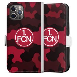 DeinDesign iPhone 12 Pro Handy Klapph&uuml;lle Handyh&uuml;lle aus Kunst Leder wei&szlig; Flip Case Logo 1. Fc N&uuml;rnberg 1. Fcn Sideflip mit Lasche