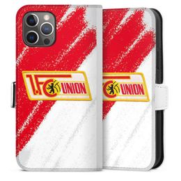 DeinDesign iPhone 12 Pro Handy Klapph&uuml;lle Handyh&uuml;lle aus Kunst Leder wei&szlig; Flip Case 1. Fc Union Berlin Logo Official Licensed Product Sideflip mit Lasche