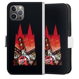 DeinDesign iPhone 12 Pro Handy Klapph&uuml;lle Handyh&uuml;lle aus Kunst Leder wei&szlig; Flip Case 1. Fc K&ouml;ln Cologne Cathedral Official Licensed Product Sideflip mit Lasche