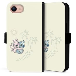 DeinDesign iPhone 17e Handy Klapph&uuml;lle Handyh&uuml;lle aus Kunst Leder schwarz Flip Case Angel Disney Lilo & Stitch Sideflip mit Lasche