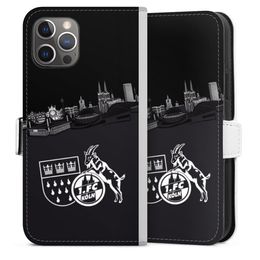 DeinDesign iPhone 12 Pro Handy Klapph&uuml;lle Handyh&uuml;lle aus Kunst Leder wei&szlig; Flip Case Skyline Official Licensed Product 1. Fc K&ouml;ln Sideflip mit Lasche