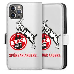 DeinDesign iPhone 12 Pro Handy Klapph&uuml;lle Handyh&uuml;lle aus Kunst Leder wei&szlig; Flip Case Transparent Official Licensed Product 1. Fc K&ouml;ln Sideflip mit Lasche
