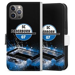 DeinDesign iPhone 12 Pro Handy Klapph&uuml;lle Handyh&uuml;lle aus Kunst Leder wei&szlig; Flip Case Official Licensed Product Stadium Sc Paderborn 07 Sideflip mit Lasche