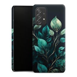 DeinDesign Galaxy A52s 5G Handy Premium Case Smartphone Handyh&uuml;lle Schutzh&uuml;lle matt Leaves Black Eukalyptus Premium Case