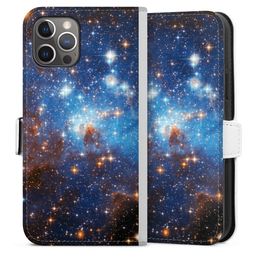 DeinDesign iPhone 12 Pro Handy Klapph&uuml;lle Handyh&uuml;lle aus Kunst Leder wei&szlig; Flip Case Weltall Star Galaxy Sideflip mit Lasche