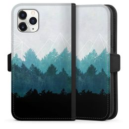 DeinDesign iPhone 11 Pro Handy Klapph&uuml;lle Handyh&uuml;lle aus Kunst Leder schwarz Flip Case Tree Forrest Abstract Sideflip mit Lasche