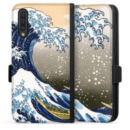 DeinDesign Galaxy A50 Handy Klapph&uuml;lle Handyh&uuml;lle aus Kunst Leder schwarz Flip Case Katsushika Hokusai Die Gro&szlig;e Welle Vor Kanagawa Kunst Sideflip mit Lasche