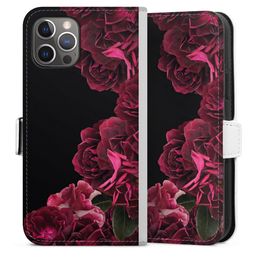 DeinDesign iPhone 12 Pro Handy Klapph&uuml;lle Handyh&uuml;lle aus Kunst Leder wei&szlig; Flip Case Vintage Rose Pink Sideflip mit Lasche