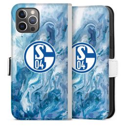 DeinDesign iPhone 12 Pro Handy Klapph&uuml;lle Handyh&uuml;lle aus Kunst Leder wei&szlig; Flip Case Logo Fc Schalke 04 Merchandise Sideflip mit Lasche