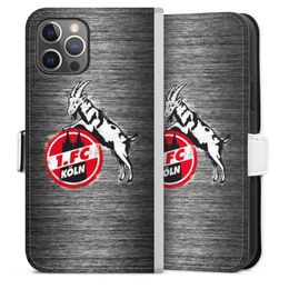 DeinDesign iPhone 12 Pro Handy Klapph&uuml;lle Handyh&uuml;lle aus Kunst Leder wei&szlig; Flip Case Official Licensed Product Metallic Look 1. Fc K&ouml;ln Sideflip mit Lasche