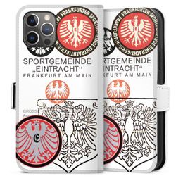 DeinDesign iPhone 12 Pro Handy Klapph&uuml;lle Handyh&uuml;lle aus Kunst Leder wei&szlig; Flip Case Retro Eintracht Frankfurt Official Licensed Product Sideflip mit Lasche