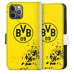 DeinDesign iPhone 12 Pro Handy Klapph&uuml;lle Handyh&uuml;lle aus Kunst Leder wei&szlig; Flip Case Borussia Dortmund Borusse Official Licensed Product Sideflip mit Lasche