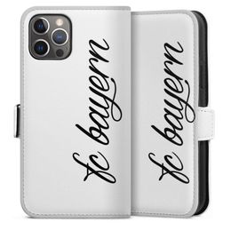 DeinDesign iPhone 12 Pro Handy Klapph&uuml;lle Handyh&uuml;lle aus Kunst Leder wei&szlig; Flip Case Fcb Official Licensed Product Fc Bayern M&uuml;nchen Sideflip mit Lasche