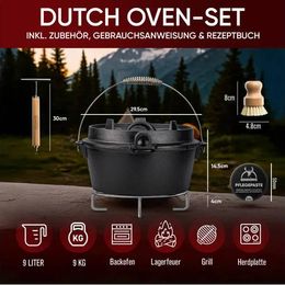 Gussk&ouml;nig Eingebrannter Dutch Oven Set 9 L ohne F&uuml;&szlig;e