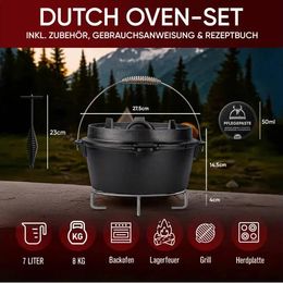 Gussk&ouml;nig Klassisch Dutch Oven Set 7 L ohne F&uuml;&szlig;e
