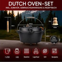 Gussk&ouml;nig Eingebrannter Dutch Oven Set 7 L mit F&uuml;&szlig;e
