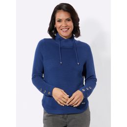WITT Damen Langarm-Pullover mit &Ouml;senverzierung, royalblau, Gr&ouml;&szlig;e 40