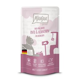 MjAMjAM Katzenfutter 'Quetschie DUO' Ente und H&uuml;hnchen mit M&ouml;hrchen 125 g