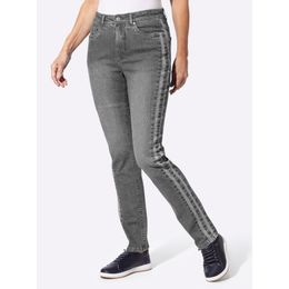 WITT Damen Gerade Jeans mit seitlichen Kontraststreifen, light grey-denim, Gr&ouml;&szlig;e 40