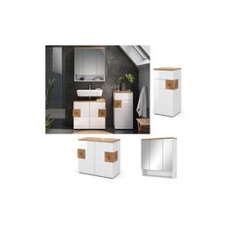 VICCO Badm&ouml;bel-Set Badezimmer-M&ouml;bel Bad-Schrank Eden Wei&szlig; Artisan modern Badezimmerschrank Waschbeckenunterschrank Spiegelschrank Midischrank Schrankt&uuml;r Schrankfach