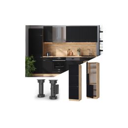 VICCO Vorratsschrank Fame-Line Eiche Schwarz gestreift 60 cm 3 T&uuml;ren