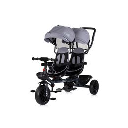 Babyshoppen Geschwisterdreirad Hip Hop, Schiebegriff, Sitze 360&deg; drehbar, Gurte grau schwarz