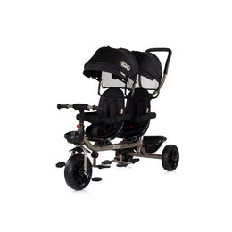 Babyshoppen Geschwisterdreirad Hip Hop, Schiebegriff, Sitze 360&deg; drehbar, Gurte black