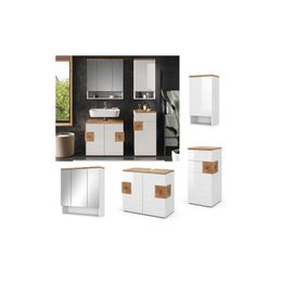 VICCO Badm&ouml;bel-Set Badezimmer-M&ouml;bel Bad-Schrank Eden Wei&szlig; Artisan modern Badezimmerschrank Waschbeckenunterschrank Spiegelschrank H&auml;ngeschrank Midischrank Schrankt&uuml;r Schrankfach