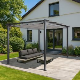 Aluminium Pergola MCW-N93, Gartenpavillon Pavillon Garten, stabiles 8cm-Gestell Schiebedach UV50+ 3x4m ~ grau